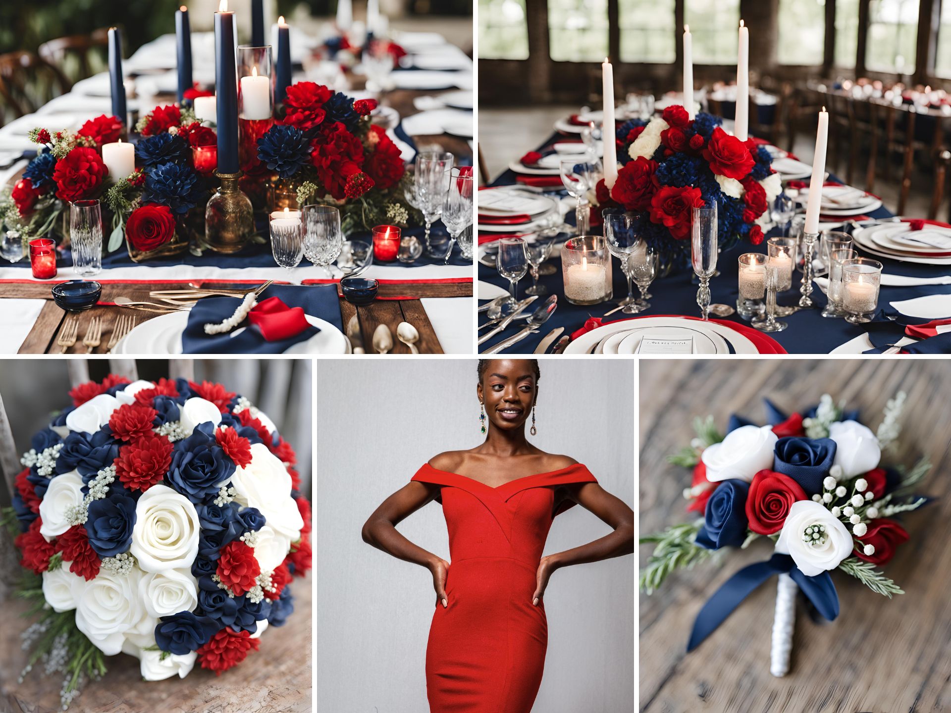 Red and Navy Wedding Color Ideas With White Wedding Accents